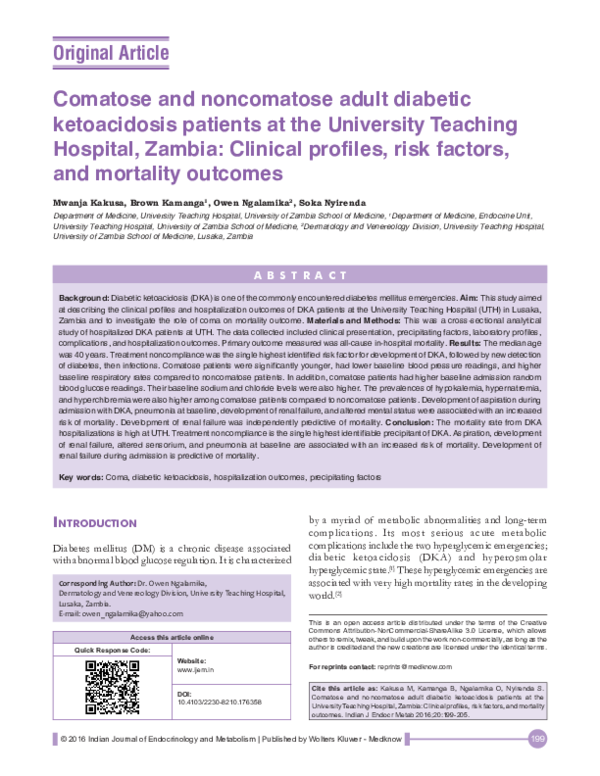(PDF) Comatose and noncomatose adult diabetic ketoacidosis patients at ...