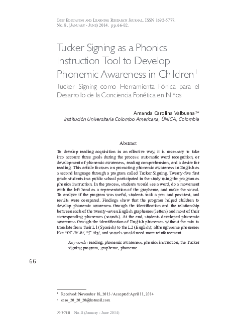 (PDF) Tucker Signing as a Phonics Instruction Tool to Develop Phonemic ...