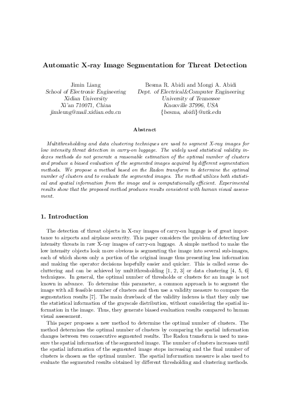 (PDF) Automatic X-ray image segmentation for threat detection