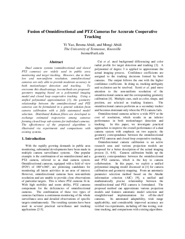(PDF) Fusion of Omnidirectional and PTZ Cameras for Accurate ...