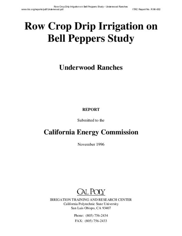 (PDF) Row Crop Drip Irrigation on Bell Peppers Study