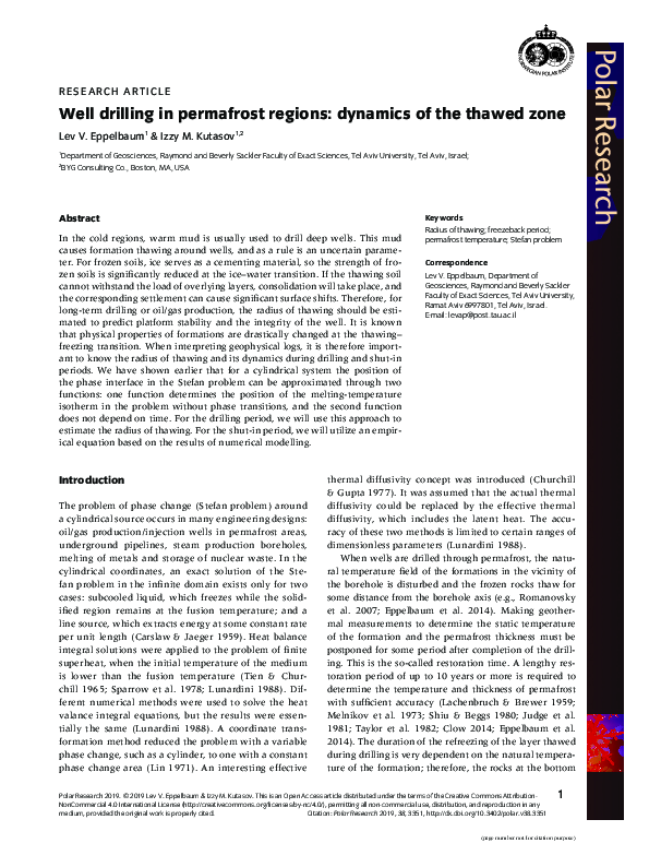 (PDF) Well drilling in permafrost regions: dynamics of the thawed zone