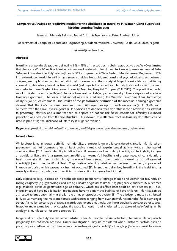 (PDF) Comparative Analysis of Predictive Models for the Likelihood of ...