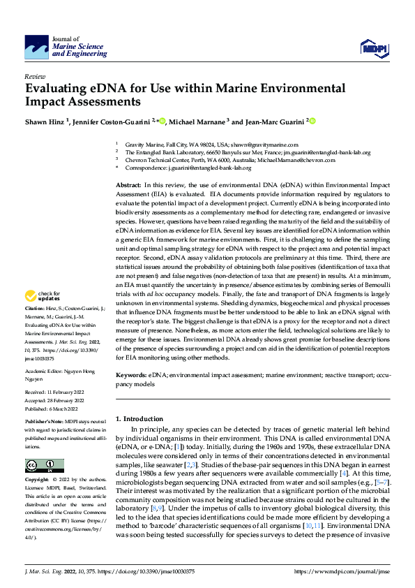 (PDF) A new simulation framework to evaluate the suitability of eDNA for marine and aquatic ...