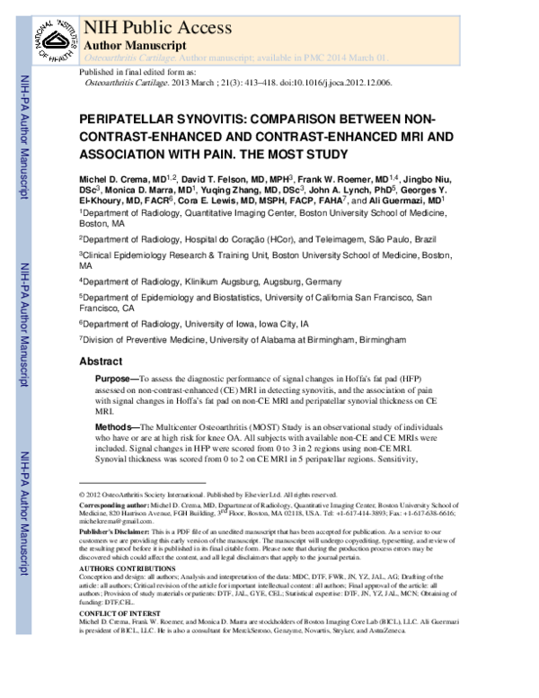 (PDF) Peripatellar synovitis: comparison between non-contrast-enhanced ...
