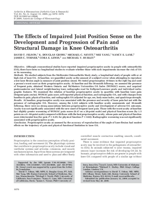 (PDF) The effects of impaired joint position sense on the development ...
