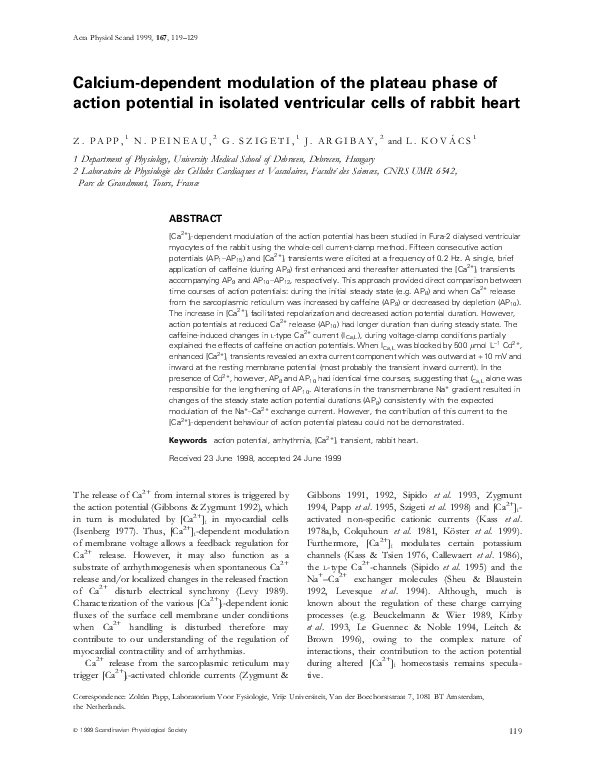 (PDF) Calcium-dependent modulation of the plateau phase of action ...