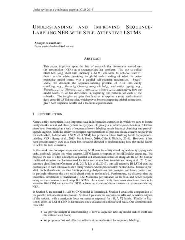 (PDF) Understanding and Improving Sequence-Labeling NER with Self-Attentive LSTMs