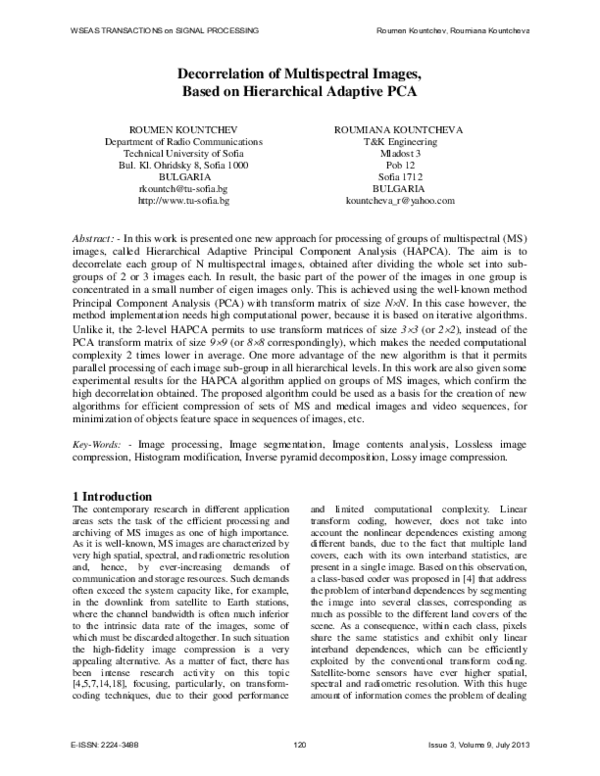 (PDF) Decorrelation of Multispectral Images, Based on Hierarchical Adaptive PCA