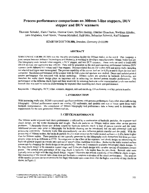 (PDF) Process performance comparisons on 300-mm i-line steppers, DUV ...