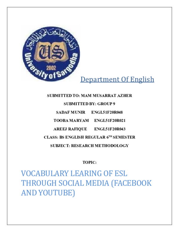 (DOC) VOCABULARY LEARING OF English as a Second language(ESL) THROUGH ...
