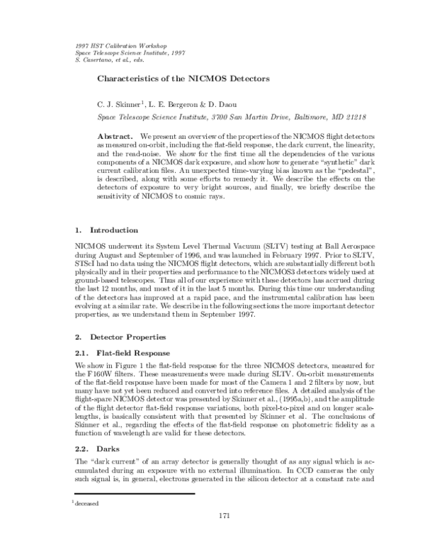 (PDF) Characteristics of the NICMOS detectors | Doris Daou - Academia.edu