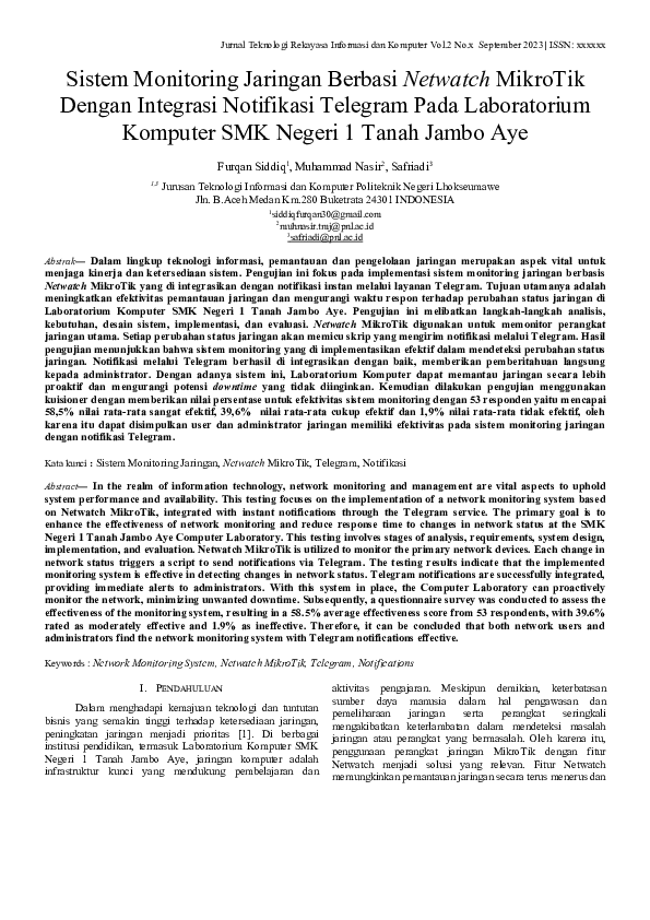 Doc Sistem Monitoring Jaringan Berbasi Netwatch Mikrotik Dengan Integrasi Notifikasi Telegram