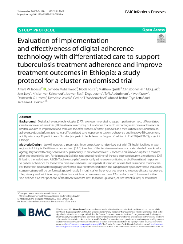 (PDF) Evaluation of implementation and effectiveness of digital adherence technology with ...