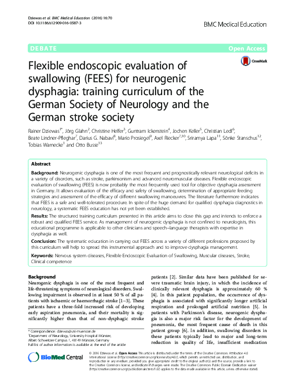 (PDF) Flexible endoscopic evaluation of swallowing vs. screening tests ...