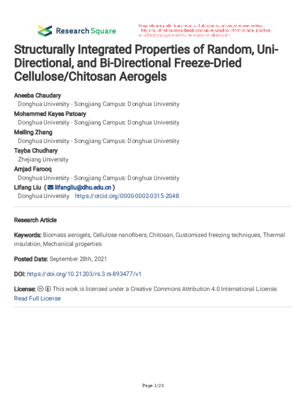 (PDF) Structurally Integrated Properties of Random, Uni-Directional, and Bi-Directional Freeze ...