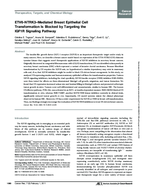 (PDF) ETV6-NTRK3–Mediated Breast Epithelial Cell Transformation Is ...