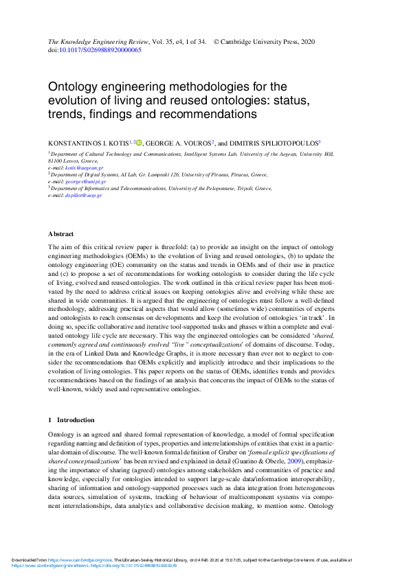 (PDF) Ontology engineering methodologies for the evolution of living and reused ontologies ...
