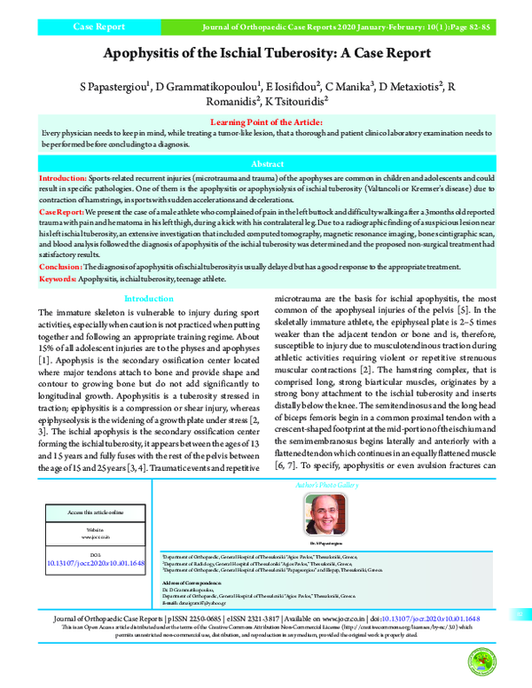 (PDF) Apophysitis of the Ischial Tuberosity: A Case Report