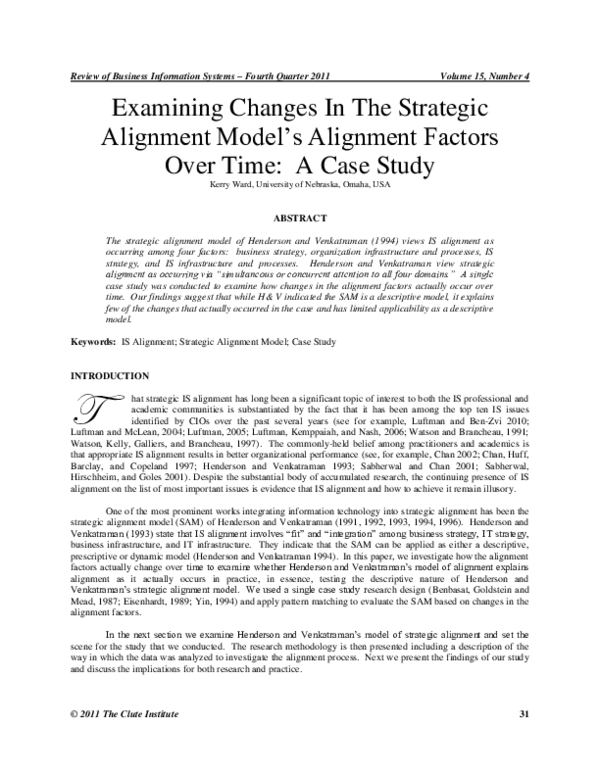 (PDF) Examining Changes In The Strategic Alignment Models Alignment ...