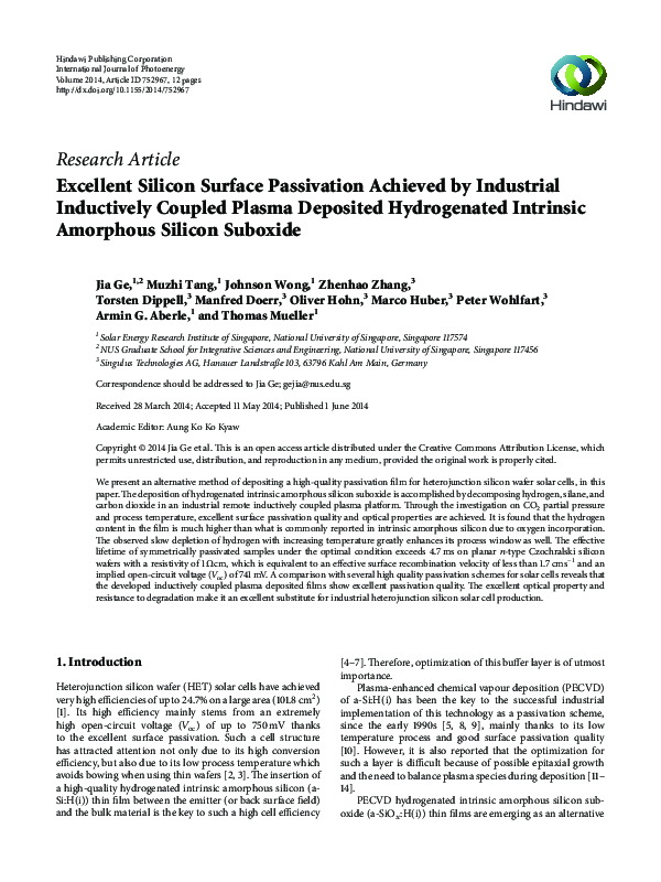 (PDF) Hydrogenated Silicon Suboxide Passivation Method