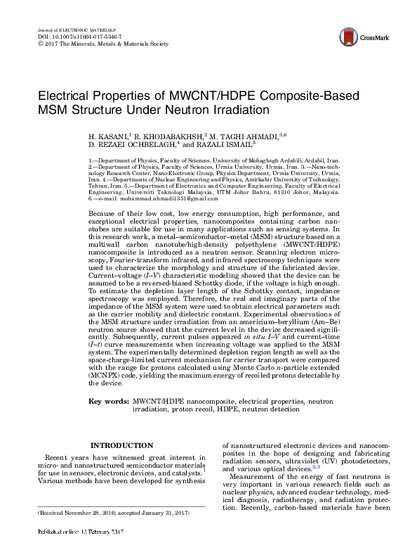 (PDF) Electrical Properties of MWCNT/HDPE Composite-Based MSM Structure ...