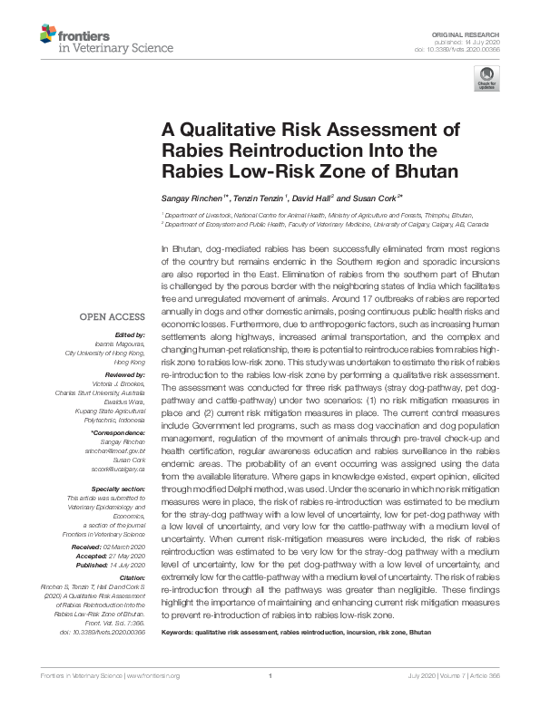 (PDF) A Qualitative Risk Assessment of Rabies Reintroduction Into the ...
