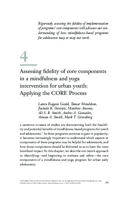 (PDF) Assessing fidelity of core components in a mindfulness and yoga ...