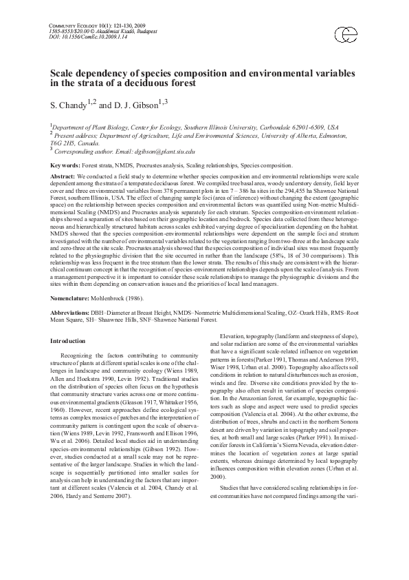 (PDF) Scale dependency of species composition and environmental variables in the strata of a ...