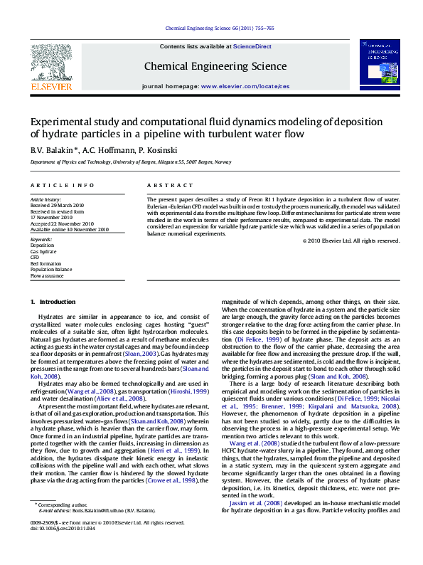 (PDF) Experimental Study and Computational Fluid Dynamics Modeling of Pulp Suspensions Flow in a ...