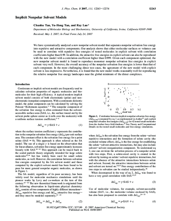 (PDF) Implicit Nonpolar Solvent Models