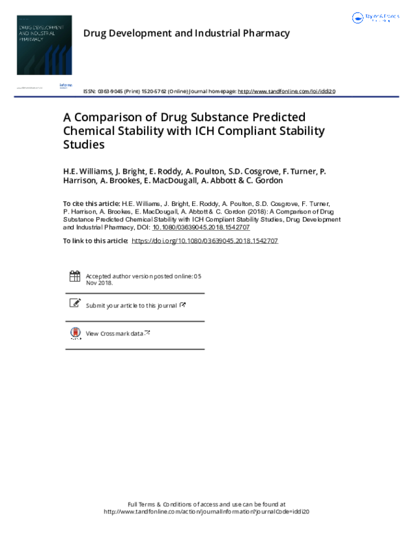(PDF) A comparison of drug substance predicted chemical stability with ...