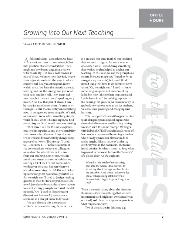 (PDF) Office Hours: Growing into Our Next Teaching | Shelbie Witte ...