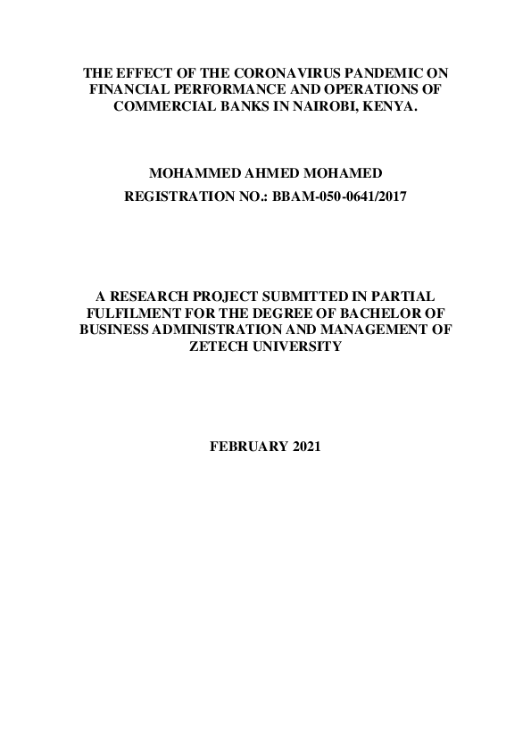 (PDF) MOHAMMED AHMED UNDERGRADUATE RESEARCH PROJECT 2021 - BANKING