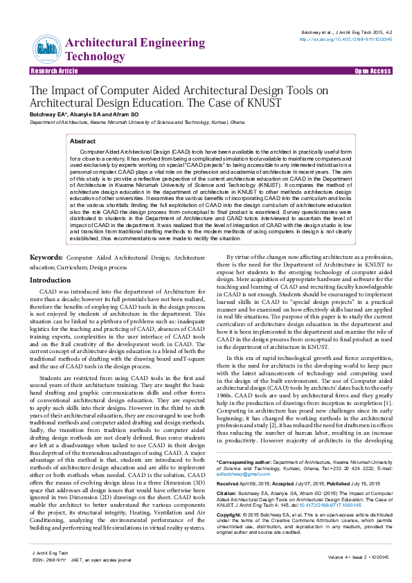 (PDF) The Impact of Computer Aided Architectural Design Tools on Architectural Design Education ...