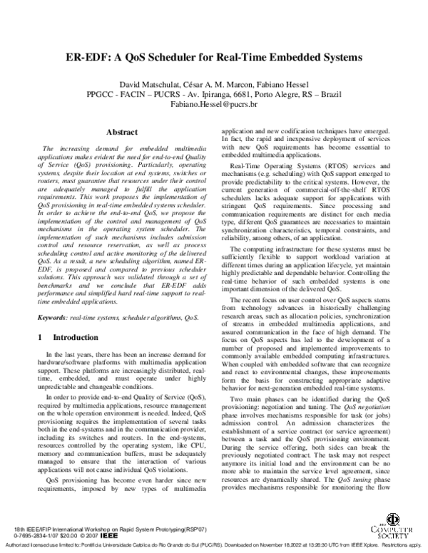 (PDF) ER-EDF: A QoS Scheduler for Real-Time Embedded Systems