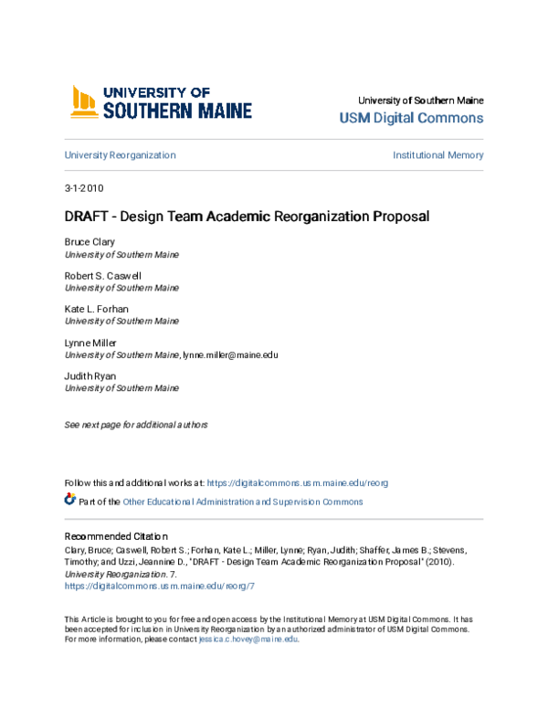 (PDF) DRAFT - Design Team Academic Reorganization Proposal