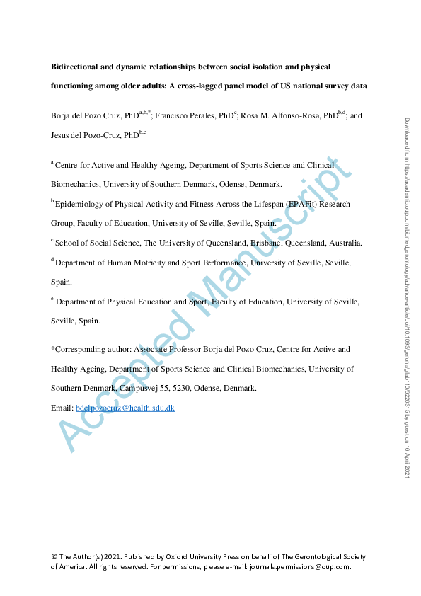 (PDF) Bidirectional and Dynamic Relationships Between Social Isolation ...