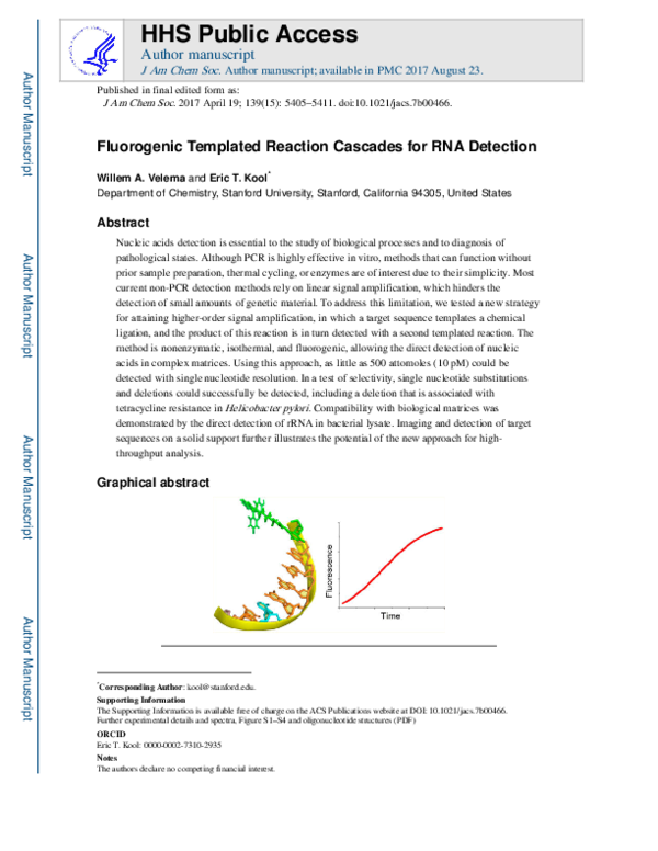 (PDF) Fluorogenic Templated Reaction Cascades for RNA Detection