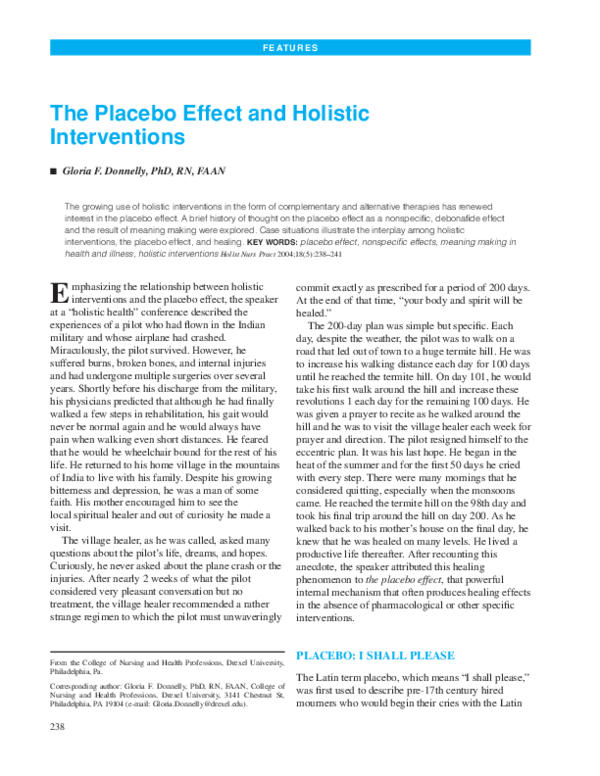 (PDF) The Placebo Effect and Holistic Interventions