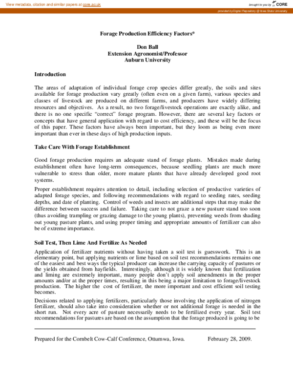 (PDF) Forage Production Efficiency Factors