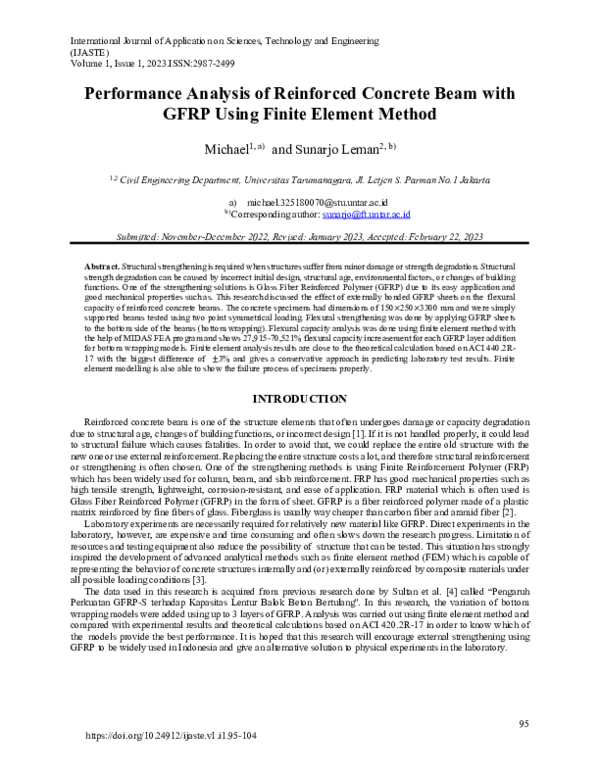 Pdf Performance Analysis Of Reinforced Concrete Beam With Gfrp Using Finite Element Method