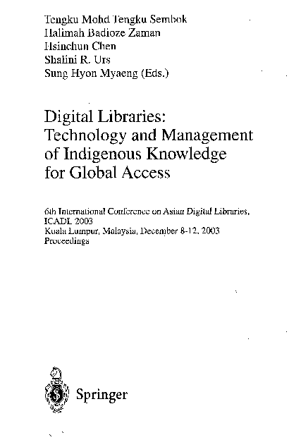 (PDF) Digital Libraries: Technology and Management of Indigenous Knowledge for Global Access ...