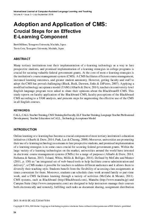 (PDF) Adoption and Application of CMS