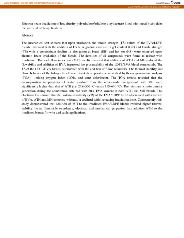 (PDF) Electron beam irradiation of low density polyethylene/ethylene ...