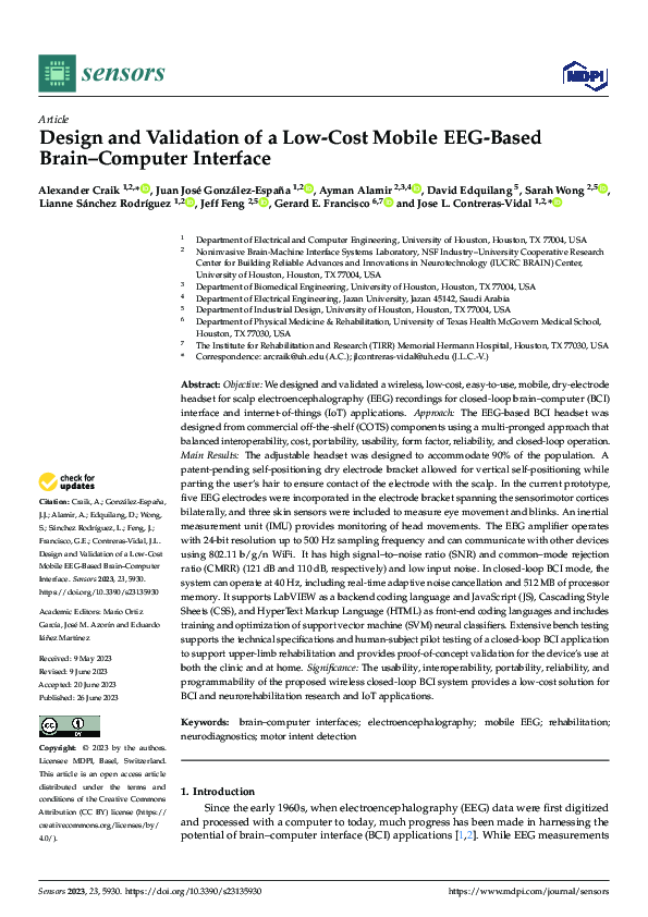 Pdf Design And Validation Of A Low Cost Mobile Eeg Based Brain Computer Interface