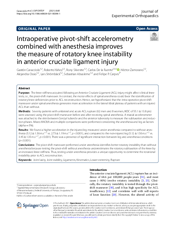 (PDF) Intraoperative pivot-shift accelerometry combined with anesthesia ...