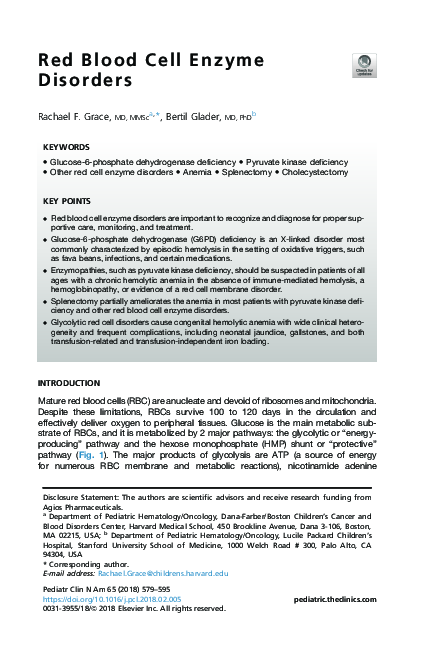 (PDF) Red Blood Cell Enzyme Disorders