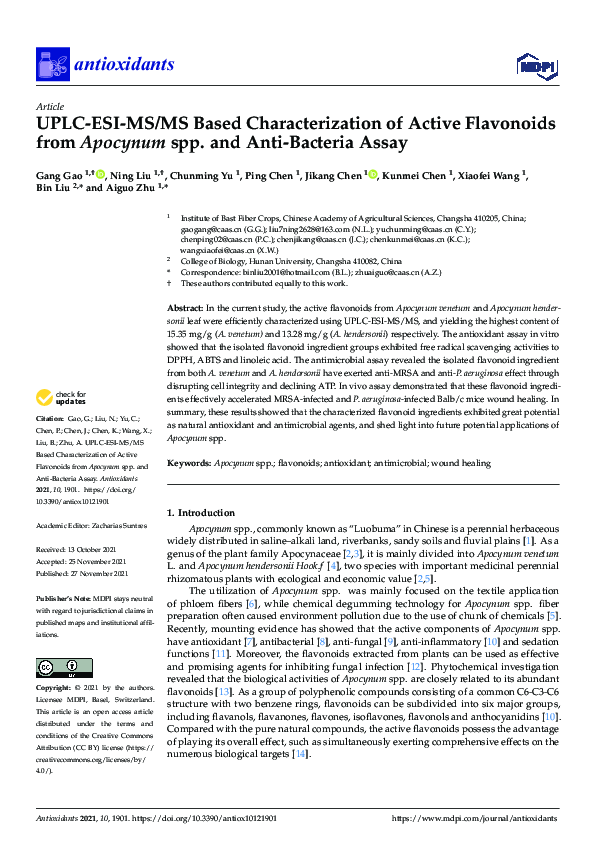(PDF) UPLC-ESI-MS/MS Based Characterization of Active Flavonoids from ...