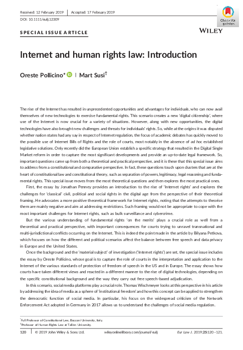 (PDF) Internet and human rights law: Introduction